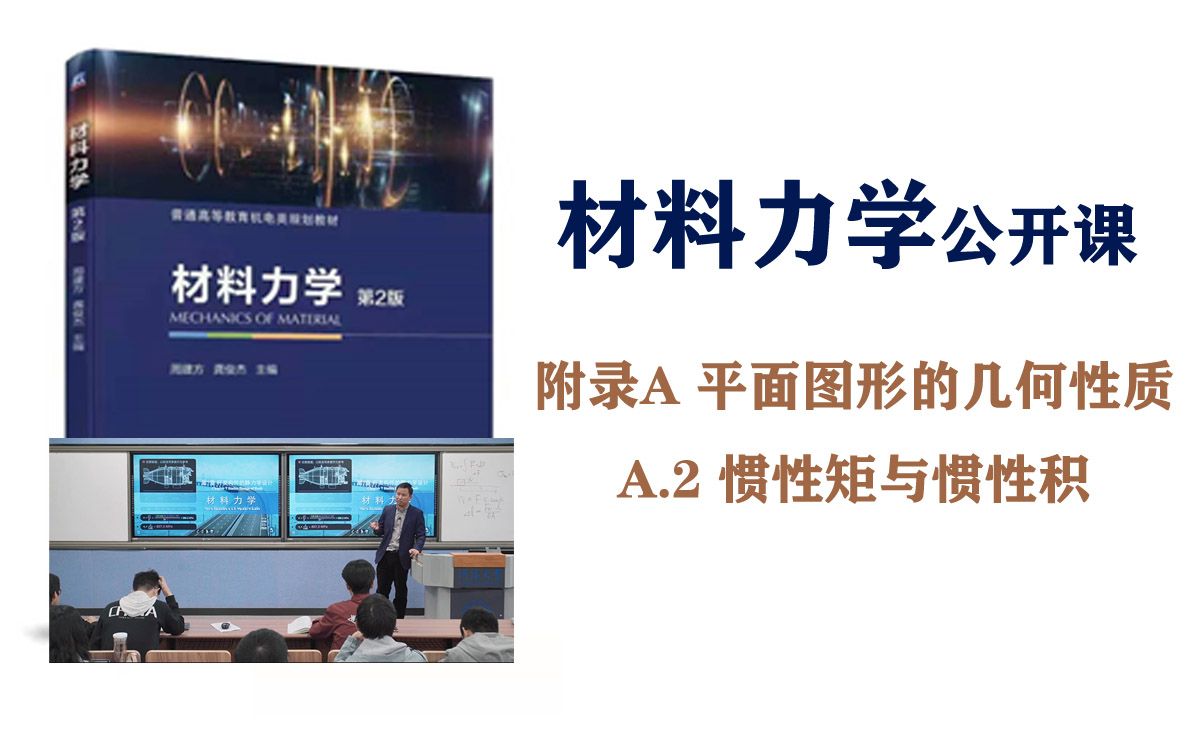 材料力学授课视频-A.2 附录A 平面图形的几何性质 A.2 惯性矩与惯性积