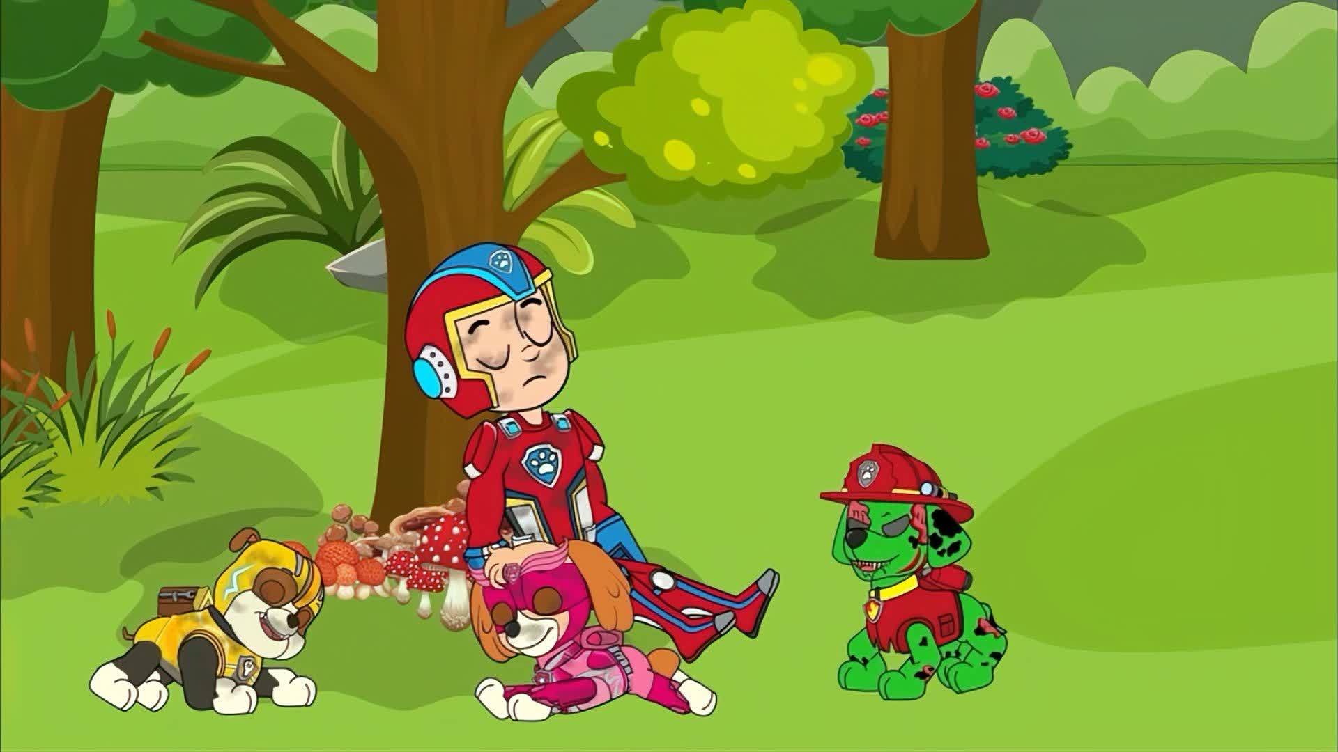 汪汪队动画:毛毛被僵尸鱼咬伤了