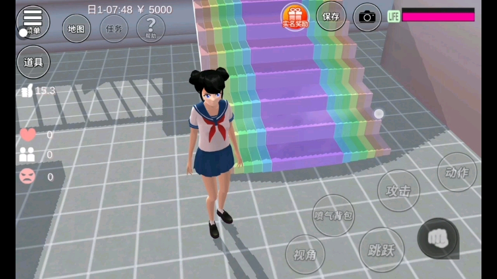 樱花校园模拟器 逃离三只佩奇跑酷。