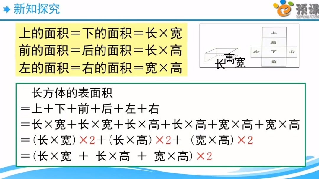 北师大版数学五下第二单元《 长方体的表面积》