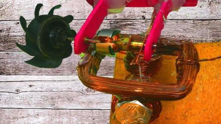 线圈可以这样玩?简单的材料,制作无磁铁直流电机