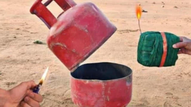 将巨型鞭炮放进煤气罐中,引爆后会发生什么?场面太震撼了