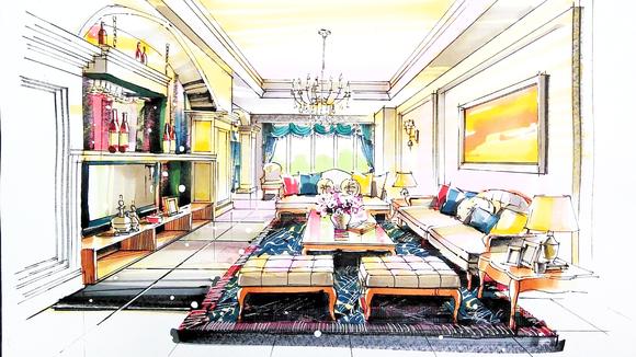 室内设计大神带零基础的你学习室内设计手绘 沙发稿