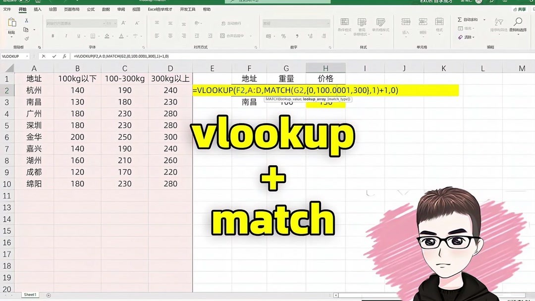 Excel技巧:快速计算物流费用,vlookup和match公式组合应用