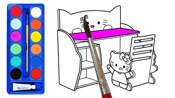 儿童简笔画 凯蒂猫爱学习