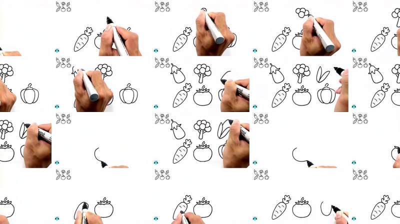 亲子简笔画:茄子玉米蔬菜