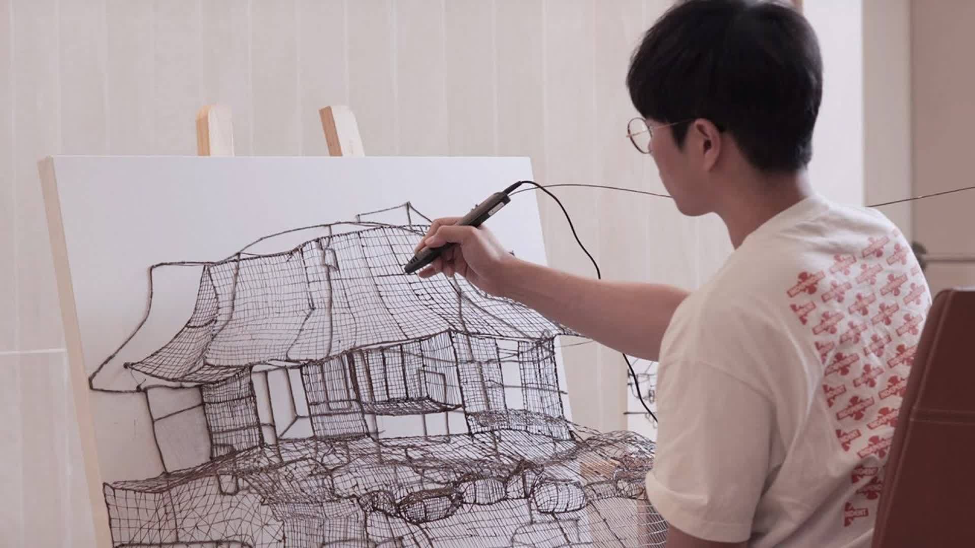 牛人竟用3D打印笔,制作出精美的立体画,简直.