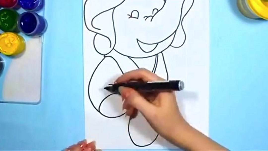 亲子简笔画大象宝宝穿花衣,涂颜色右脑开发