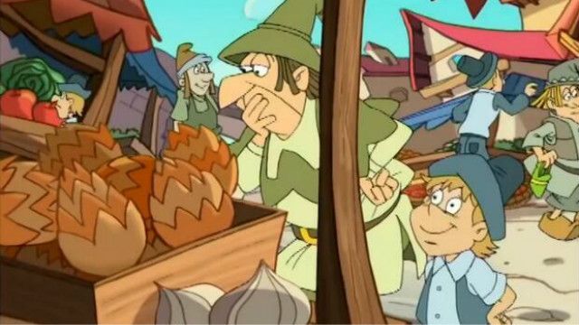 动漫《安娜的故事》:父亲带果仁去逛集市,果仁扛着篮子往家跑!