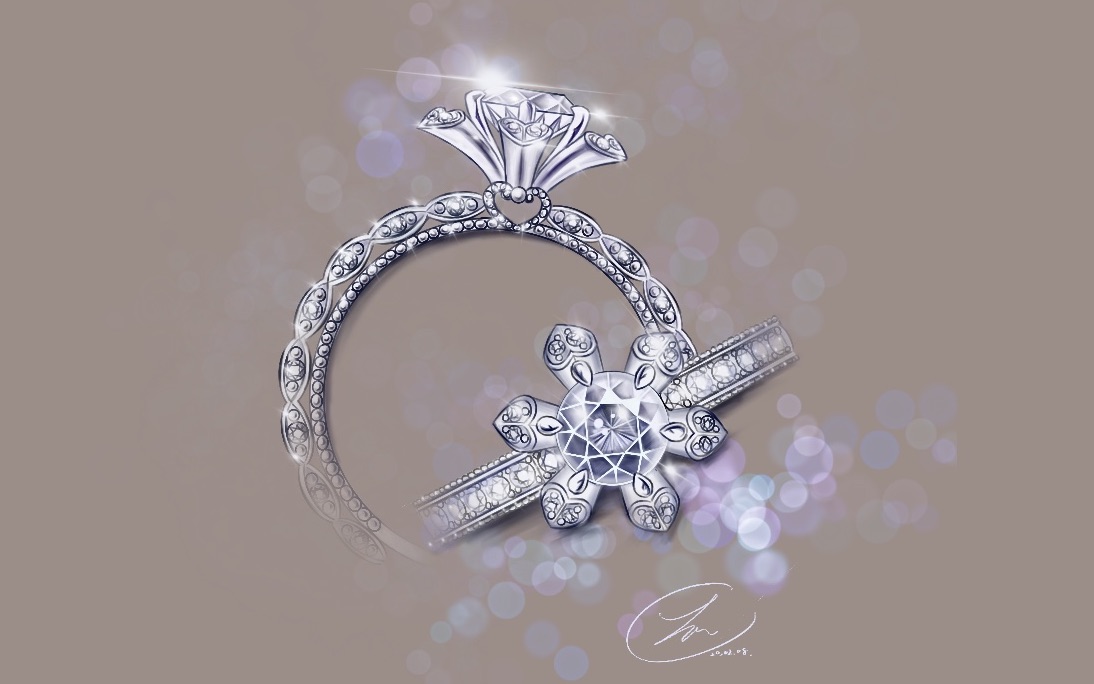 「珠宝手绘」procreate钻石戒指画稿