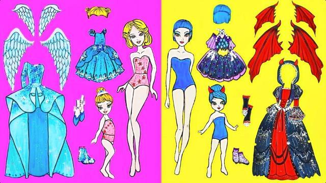 纸娃娃动画视频:如何一步步画出天使和恶魔,清纯风VS暗黑风