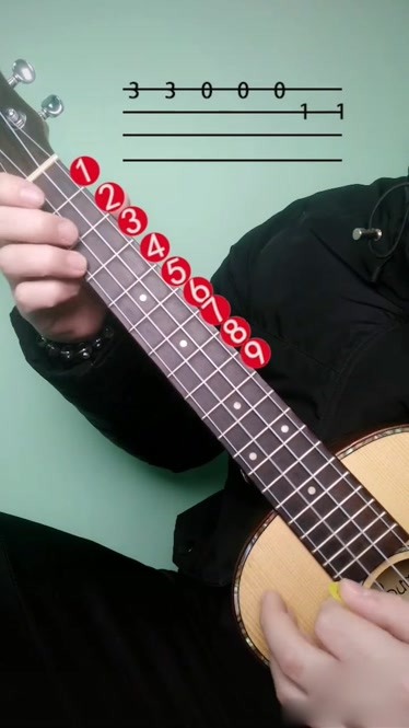 阿瓜带你开心玩小U《难念的经》横线从下往上分别对应4321弦,数字是...