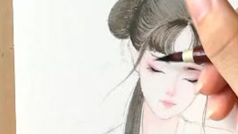 古风手绘水彩插画