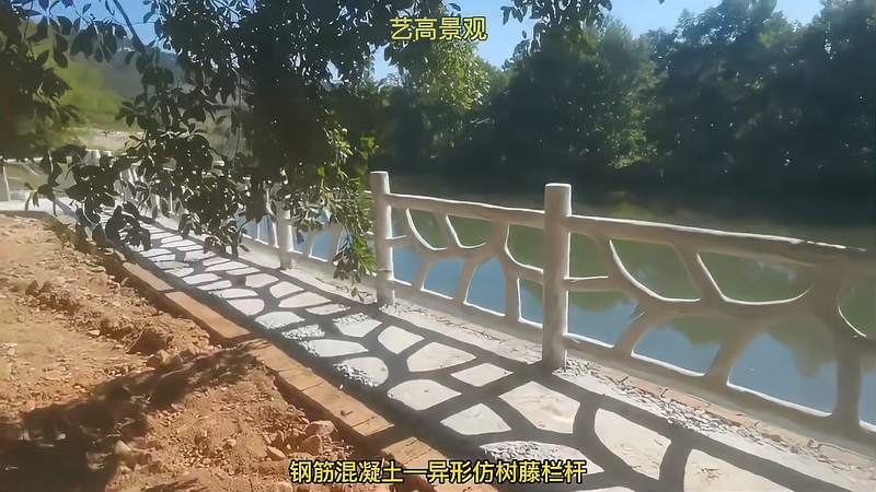 河道仿木栏杆 江西仿藤护栏安装 钢筋混凝土结构耐用仿实木围栏