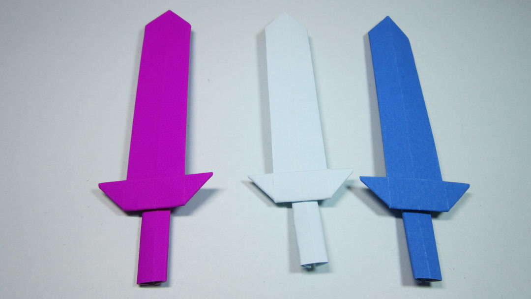 一张纸就能折出漂亮的宝剑,简单一学就会,手工折纸宝剑