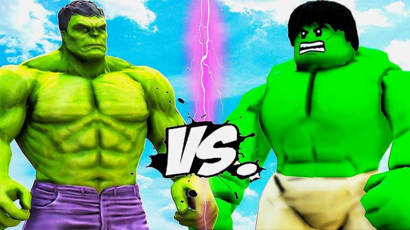 沙雕模拟器:乐高绿巨人VS绿巨人,胖子都能吊打肌肉男?