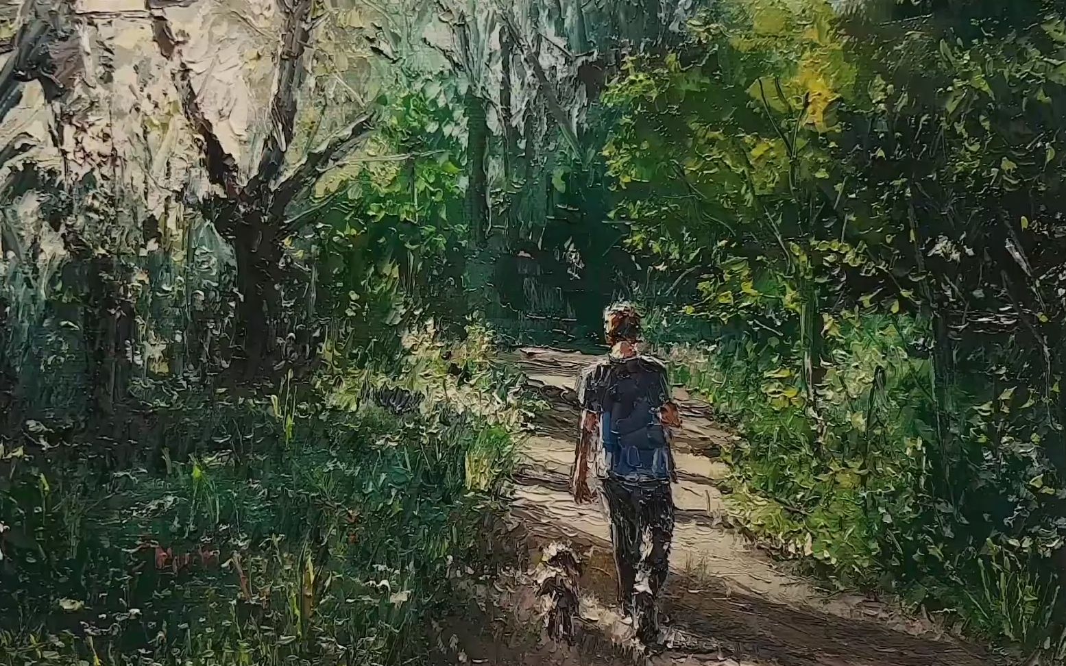 【油画】刮刀技法森林清晨漫步