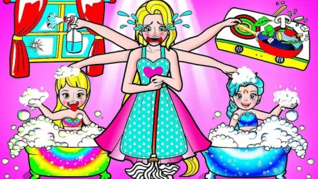 趣味动画:女孩从不帮做家务,妈妈生病后终于知道做家务的辛苦!