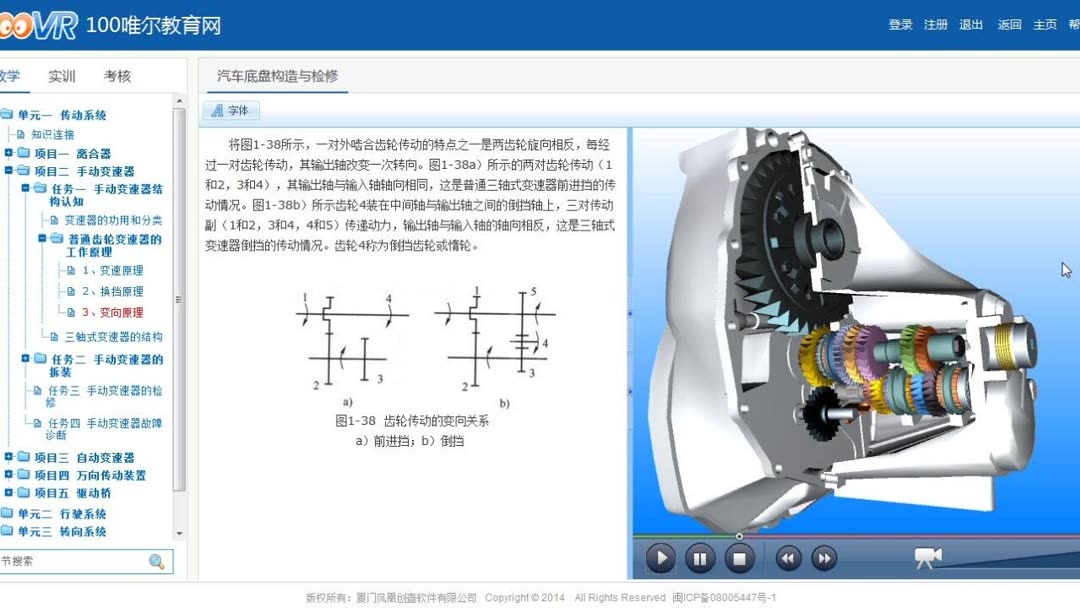汽车传动系统普通齿轮变速器的工作原理