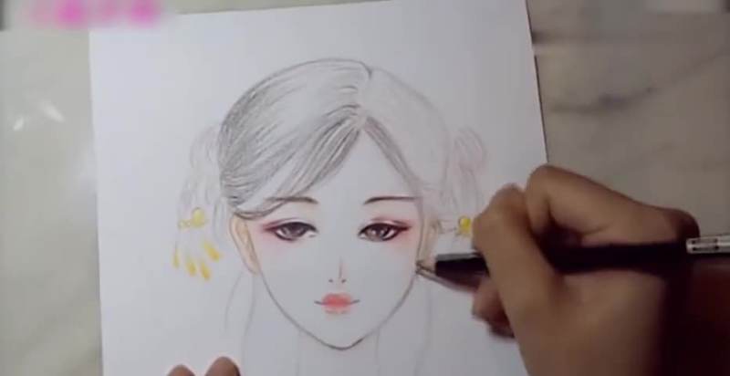 高手绘画古风人物,彩色铅笔手绘教程,简单好看