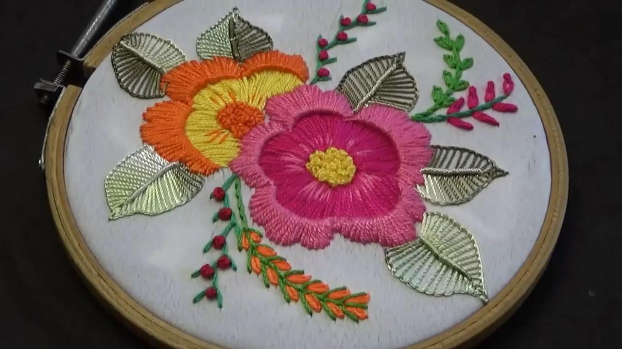 「刺绣DIY」学习如何刺绣简易花朵图案的方法(步骤2-1)