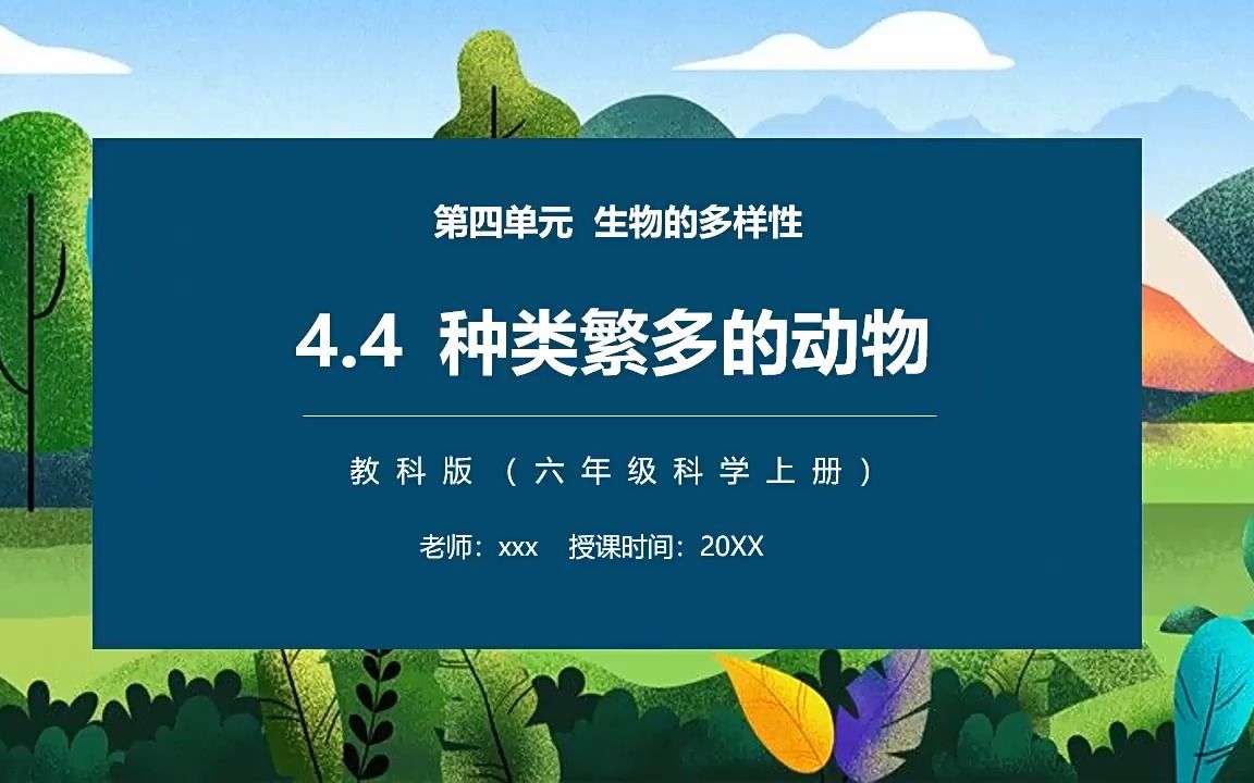 教科版六年级科学上册种类繁多的动物PPT模板