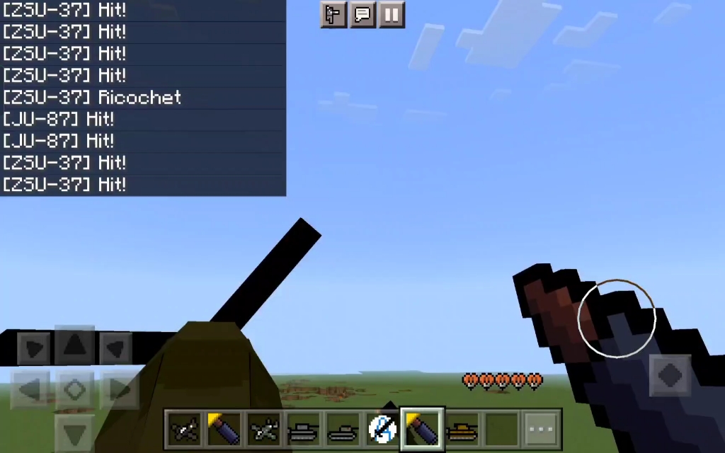 在我的世界中加载二战组件用飞机对抗朋友的防空炮