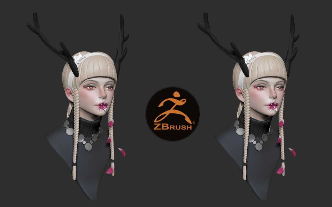 zbrush雕刻梅花鹿娘头像雕刻 如何从一个球雕刻大型?,