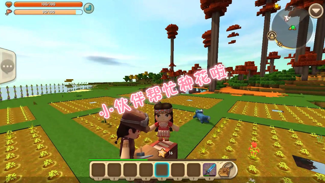 迷你世界小伙伴帮忙种花