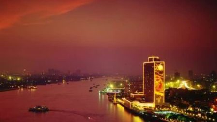 计算机模拟广州白天鹅珠江焰火