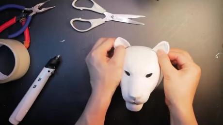 用3D打印笔画画立体画,超级逼真的老虎头,创意手工DIY