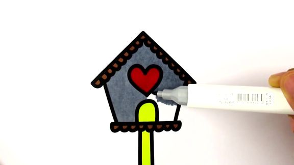 亲子上色简笔画,教宝宝画一个简单的小房子,家就是宝宝的港湾