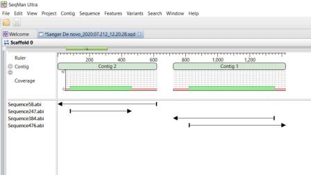 DNASTAR - Gap closure after de novo assembly using SeqMan Ultra