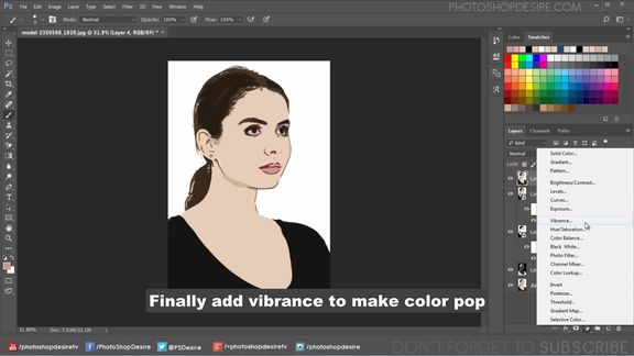 如何在Photoshop中创建平面动画效果-将肖像转换为矢量艺术具
