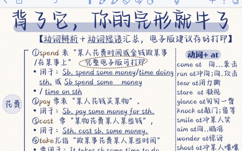 完形填空满分!历年高频短语➕动词辨析都在这儿!背会直接选答案!