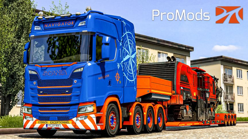 欧洲卡车模拟2:波兰Navigator公司涂装S730 运送磨路机 | 4K60