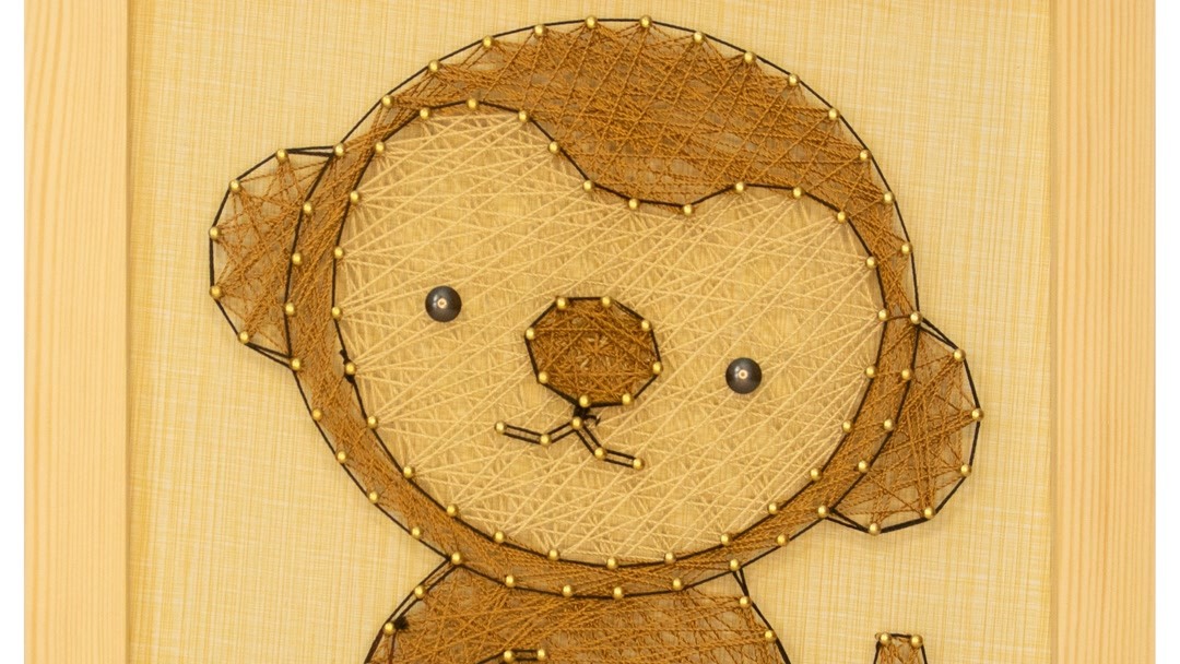 尹匠制作钉子绕线画《生肖猴》绕线教程