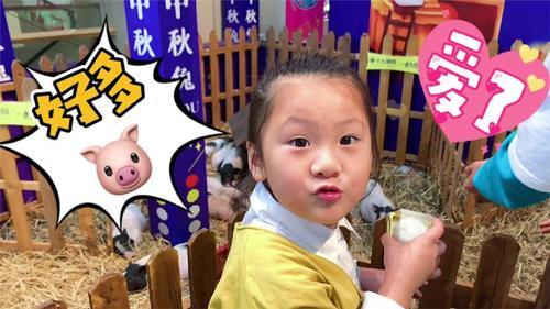 中秋节商场有抽奖活动,还有好多小猪和兔子,尧宝却抽了个安慰奖