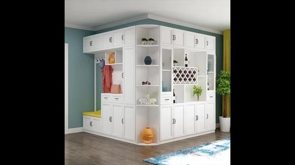 简欧现代进门家用酒柜餐边柜鞋柜一体靠墙转角柜多功能门厅柜