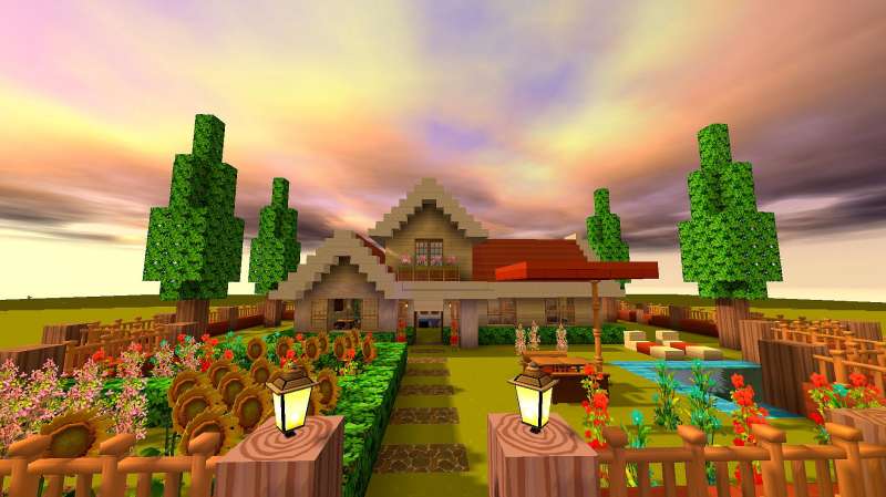 迷你世界:生存小别墅建造带装修教程,建造简单材料简单适合新手