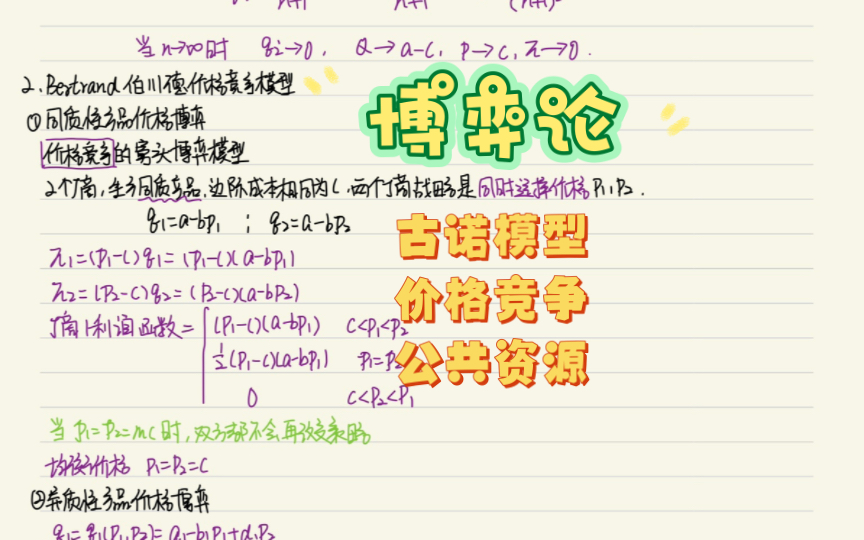 博弈论|Part3完全信息静态博弈(2)无限策略博弈分析记反应函数:古诺...