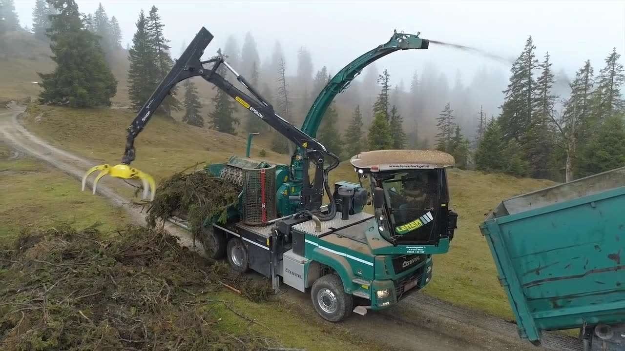看看德国人是怎样来处理砍伐树木后的树枝,机械强国名不虚传