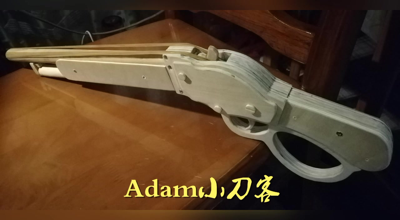 简单的木质层板手工温彻斯特M1887 皮筋枪玩具