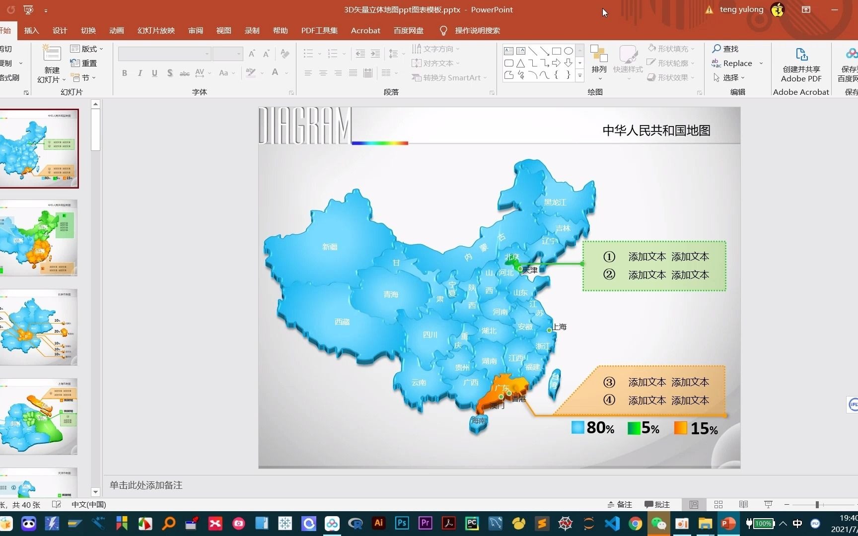 #3D矢量立体地图ppt图表模板(很适合放PPT;注:来源于网络分享)