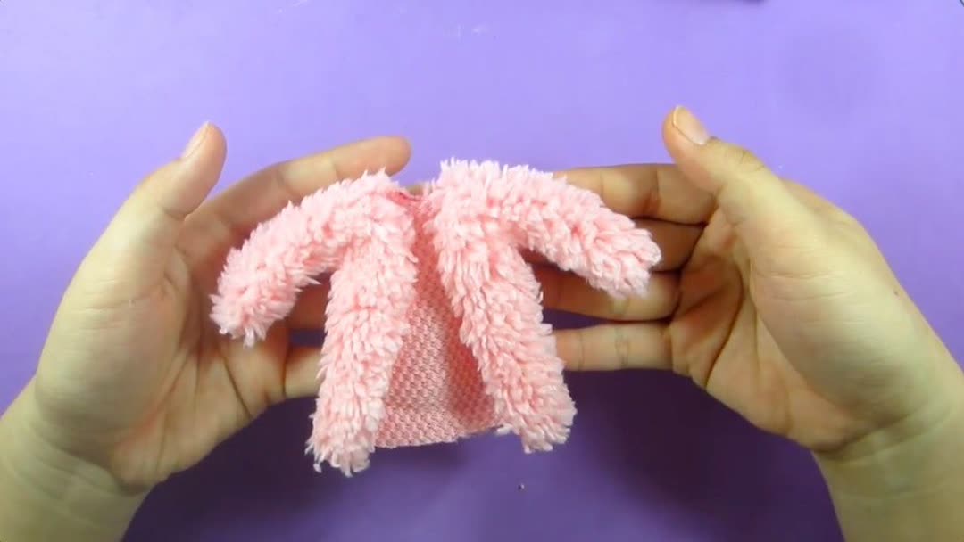 【迷你娃衣DIY教程】给芭比娃娃做一件毛绒夹克外套,迷你冬装