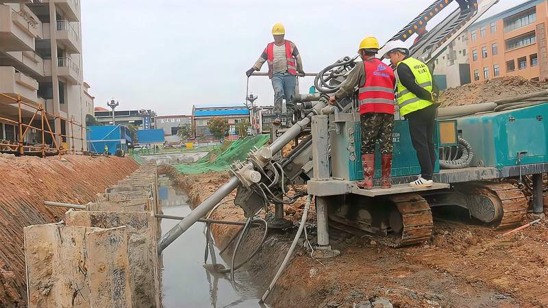 基础施工之基坑套管、抗浮锚杆施工视频