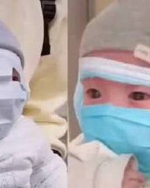 小朋友的花式口罩戴法。