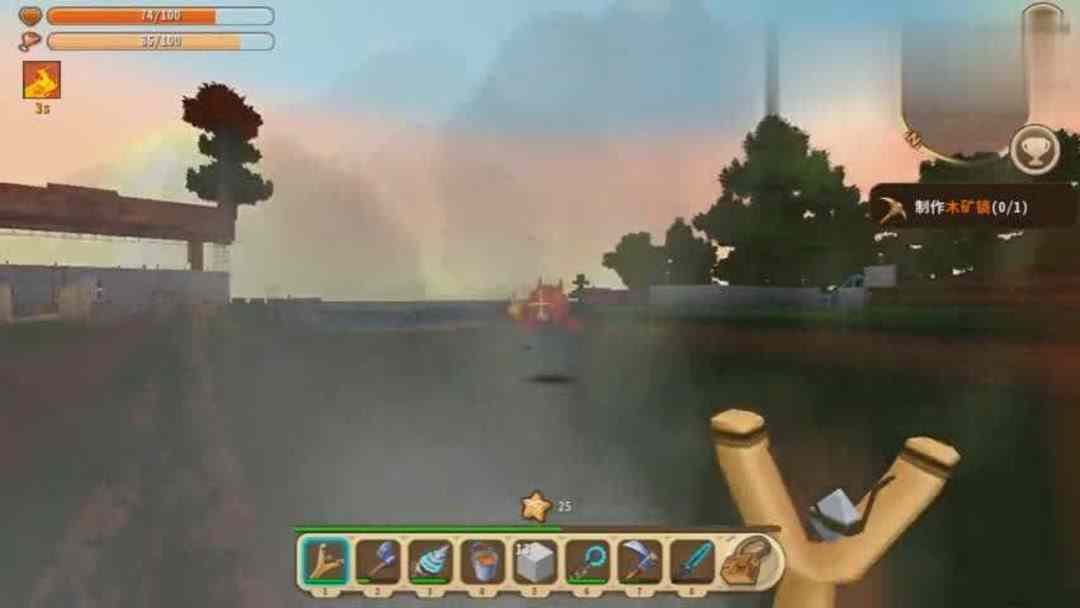 迷你世界:解锁新型武器木质弹弓,据说伤害高!1