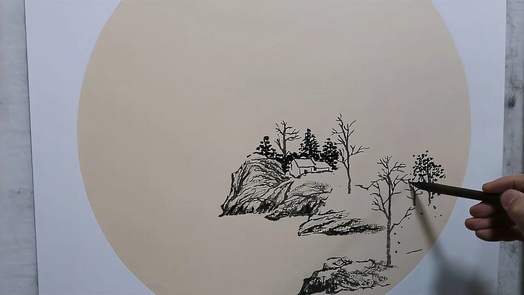 山水国画中的树,树丛怎么画的?山清峡客教你零基础学国画