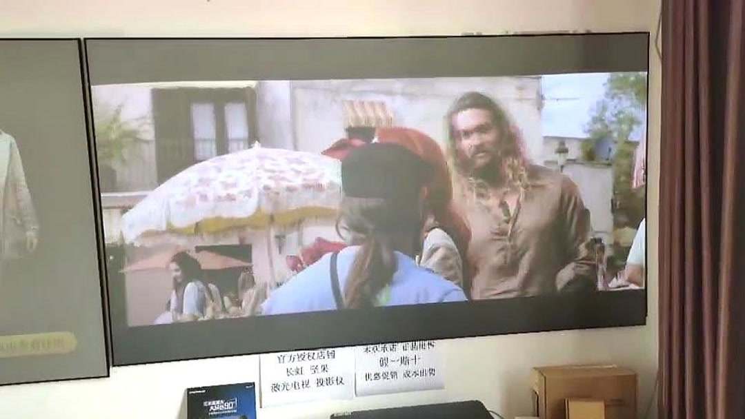 长虹激光电视D6U白天投80寸黑栅超薄免打孔硬屏支持语音和话筒K歌